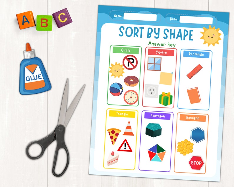 2D & 3D Shapes Sorting Activity Printable Worksheets Sort by Shape Cut ...
