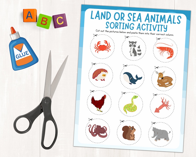 Land or Ocean Animal Sorting Activity | Land Vs. Sea Animals Printable ...
