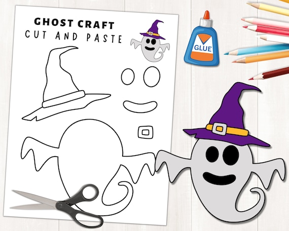 Coloring Halloween Cut Outs Ghost Craft Printable: FREE Cut And Paste