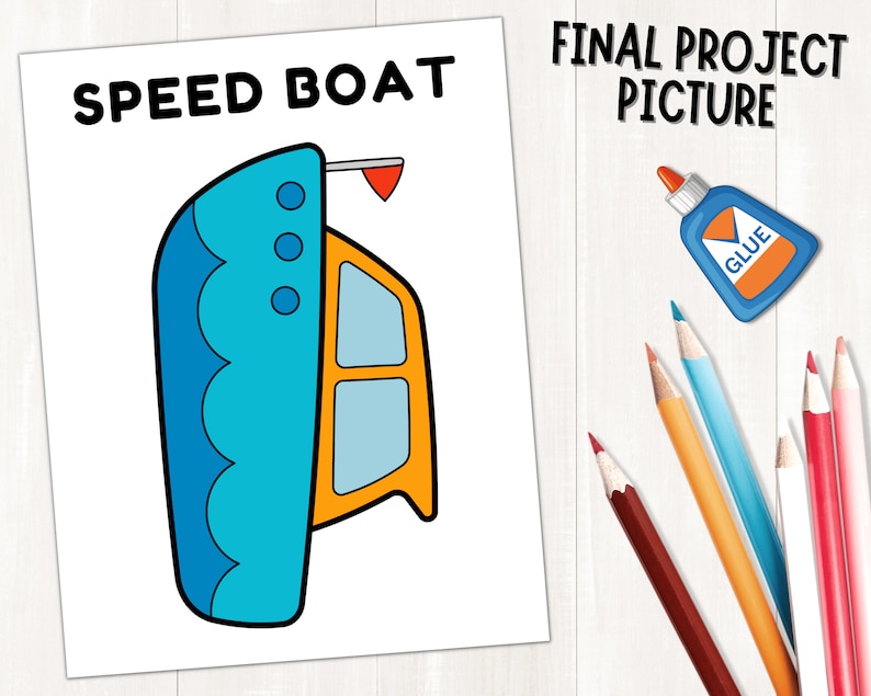 Printable Speedboat Craft Template | Transportation Craft | Color, Cut ...