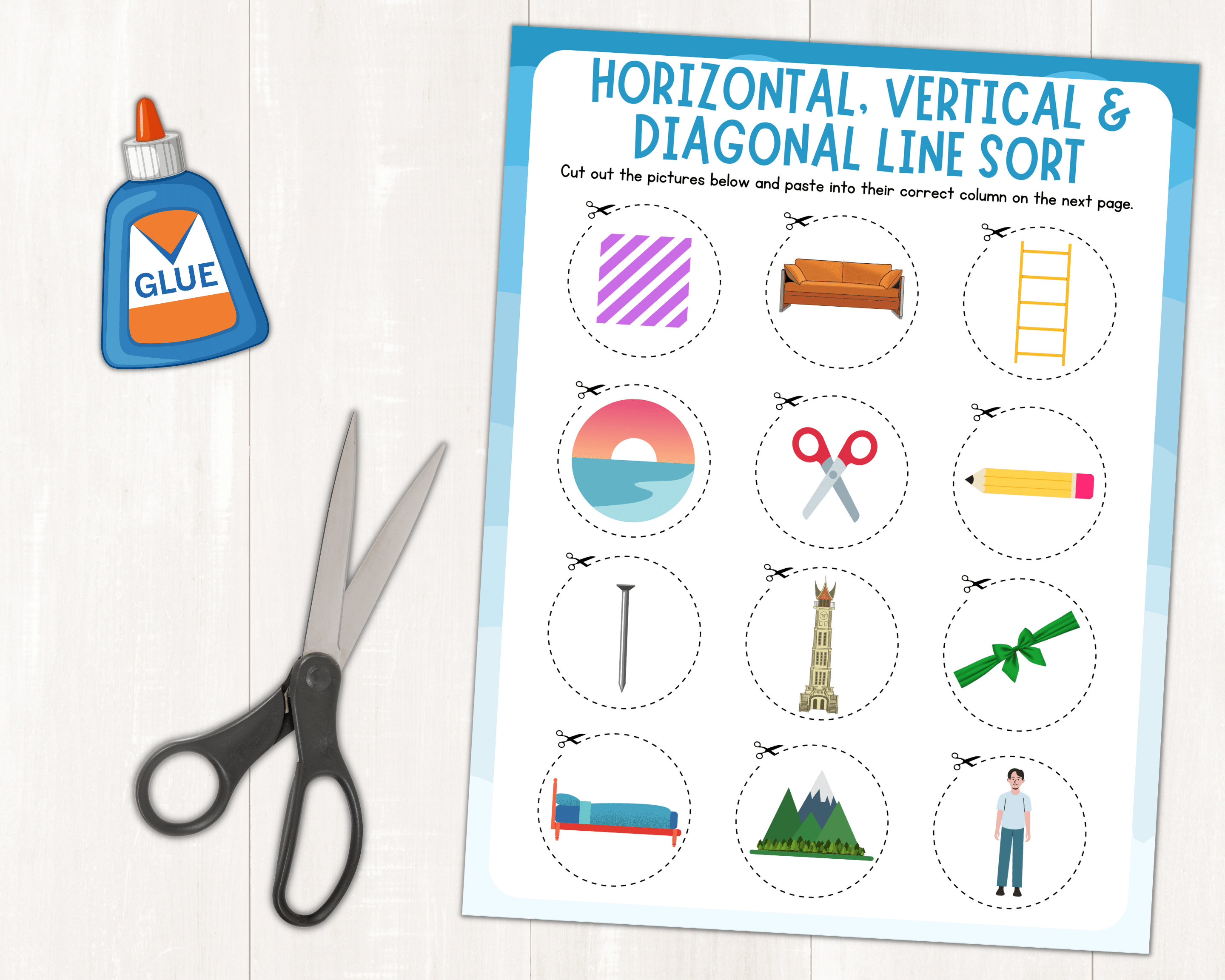 Hojas De Trabajo De Líneas Horizontales Y Verticales