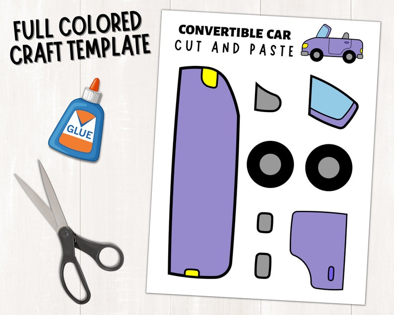 Convertible Car Craft for Kids | Car Printable Template ...