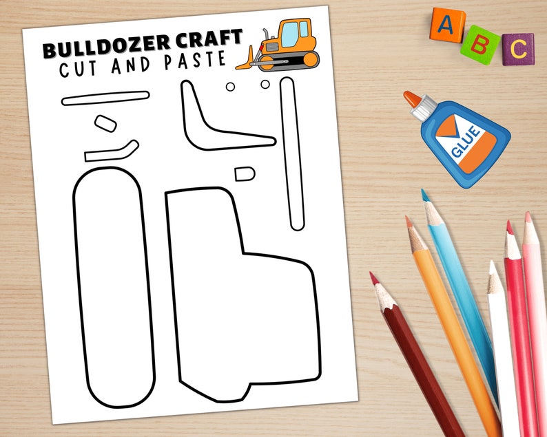 Bulldozer Craft Template Printable Pdf Construction Vehicle Craft Build ...