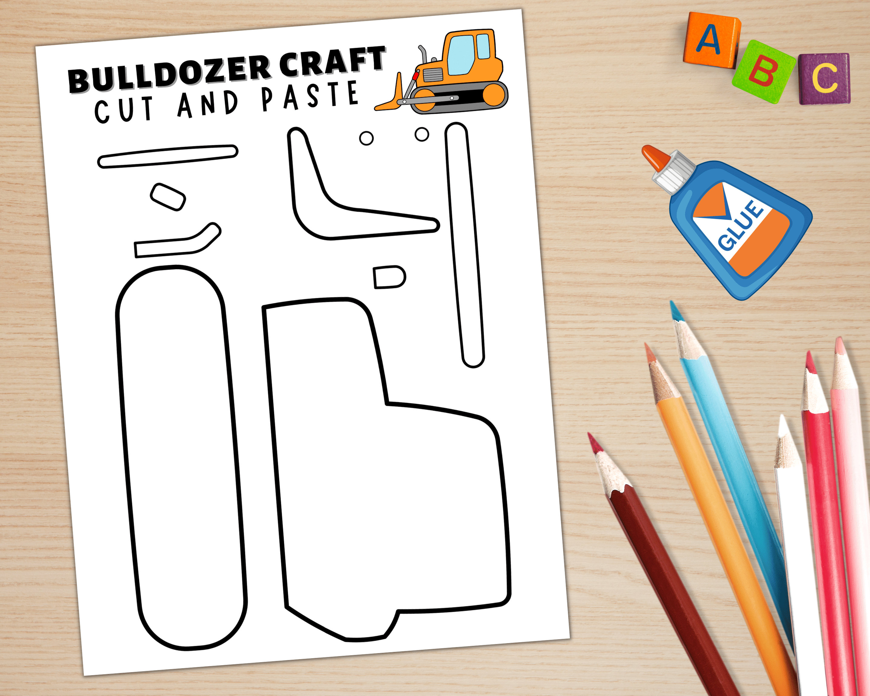 Bulldozer Craft Template Printable Pdf Construction Vehicle Craft Build ...