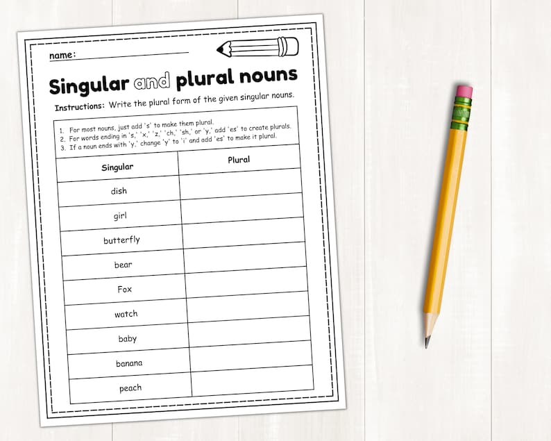 Singular and Plural Nouns Worksheets & Activities | Grammar Worksheets ...