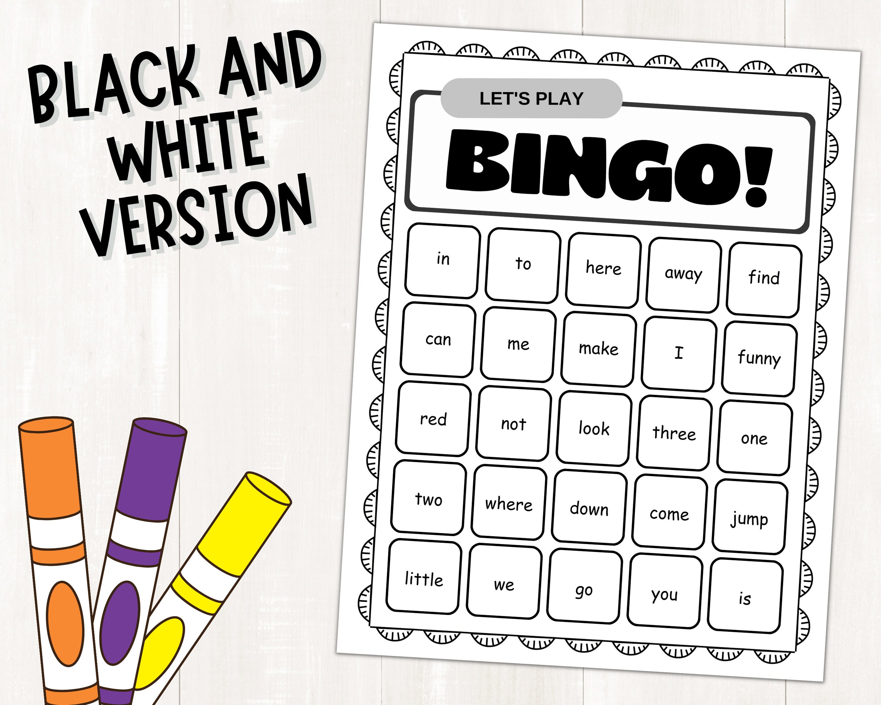 Sight Words Bingo Game for Pre-kindergarten | High-frequency Words for ...