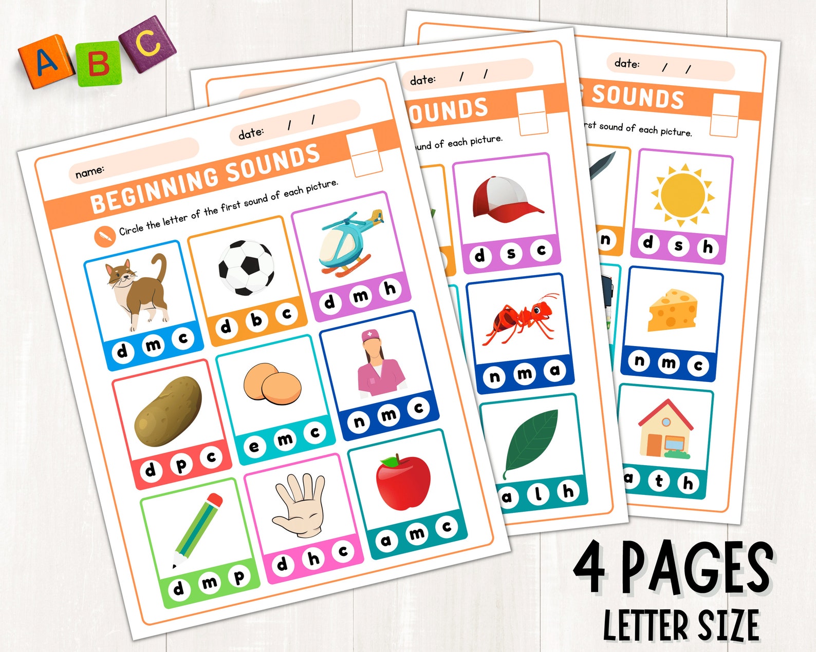 Printable Beginning Sound Worksheets | Kindergarten Phonics Worksheets ...