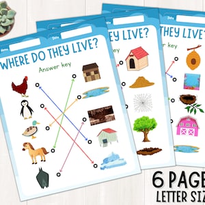 Animals and Their Homes Matching Activity, Animals Printable Worksheets ...
