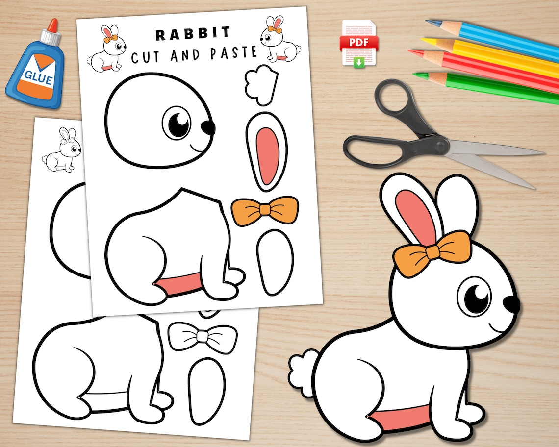 Printable Rabbit Craft Template Farm Animal Craft Build a Rabbit Easter ...