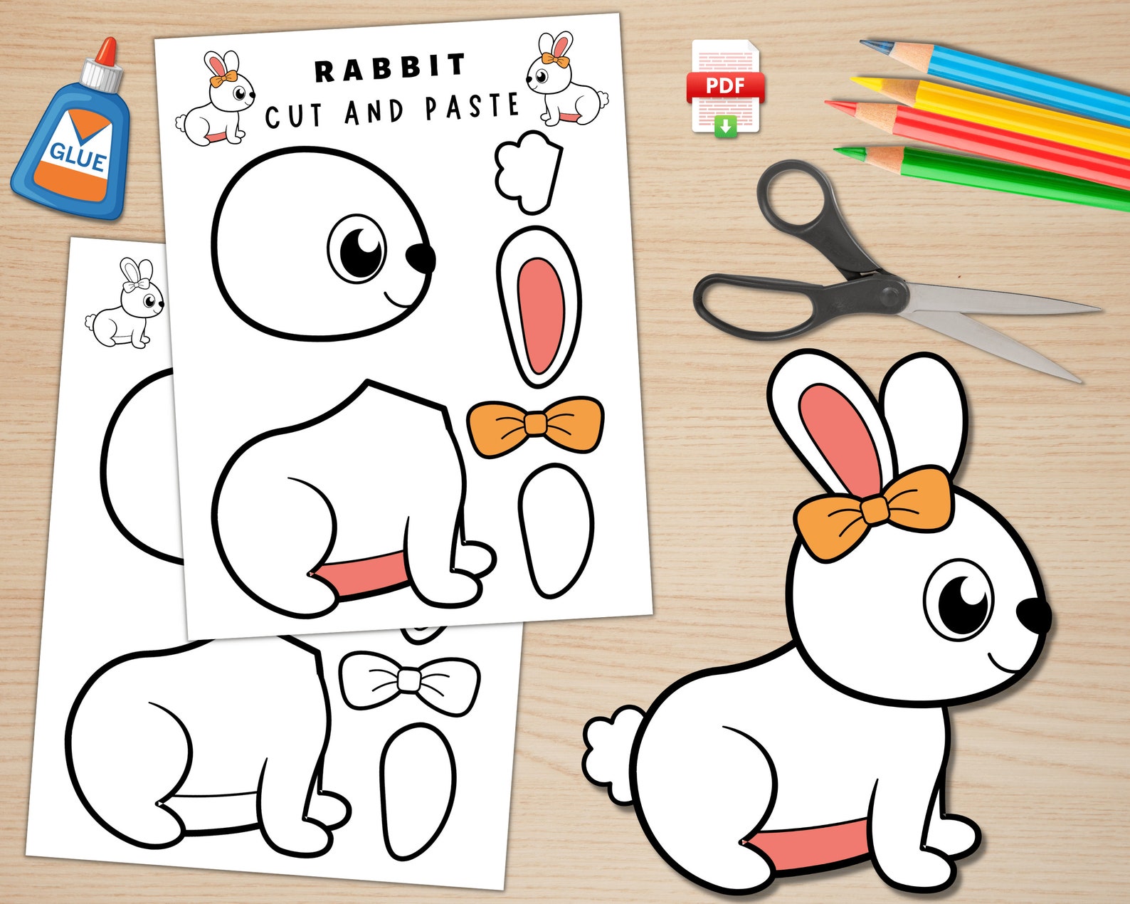 Printable Rabbit Craft Template | Farm Animal Craft | Build a Rabbit ...