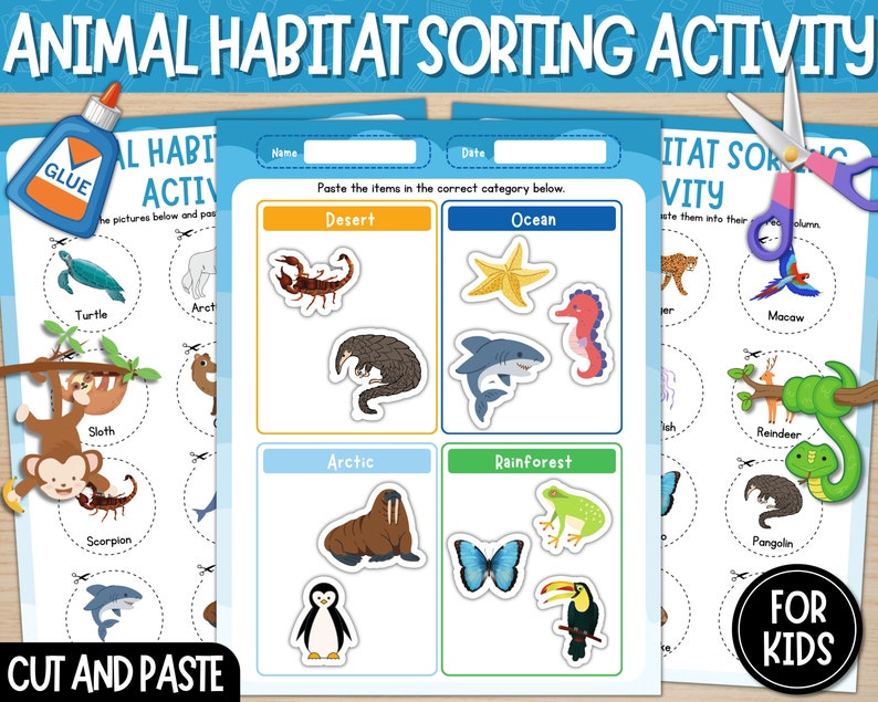 Animal Habitats Sorting Activity | Cut & Paste | Animal Habitats ...