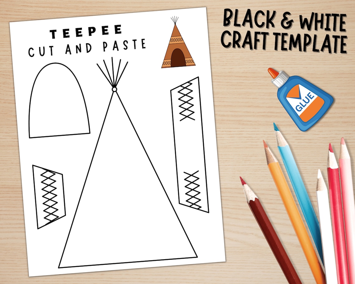 Printable Teepee Craft Native American Day Craft Activity Thanksgiving ...
