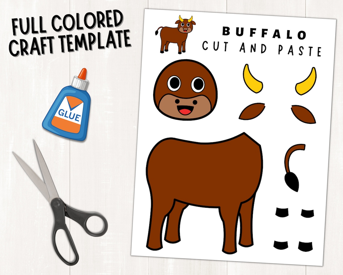 Printable Buffalo Craft Template Domestic Animal Crafts Color, Cut, and ...