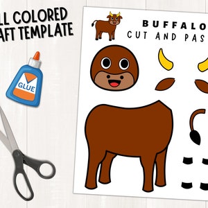 Printable Buffalo Craft Template | Domestic Animal Crafts | Color, Cut ...