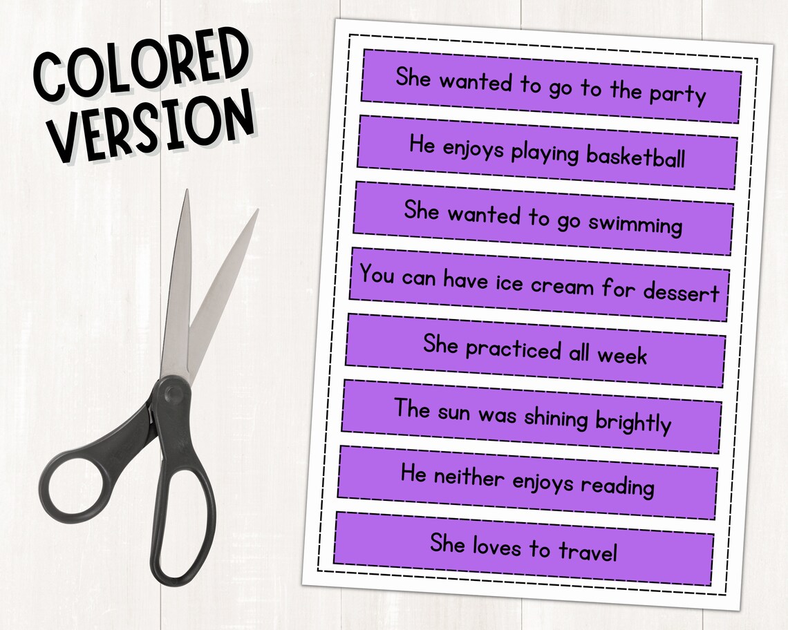 Compound Sentences Hands-on Activity Sentence Building Activity ...