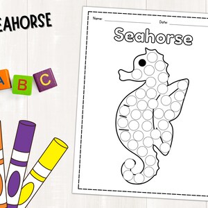 Sea Animals Dot Marker | Printable Ocean Animal Do a Dot Coloring Pages ...