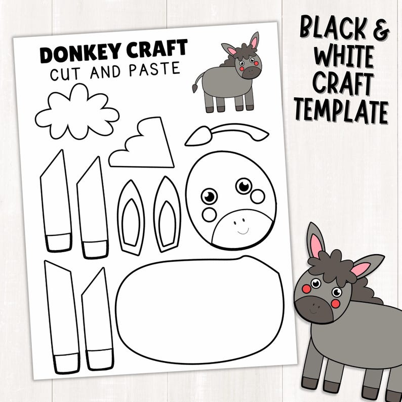 Donkey Craft Template for Kids | Paper Donkey | Farm Animal Craft ...