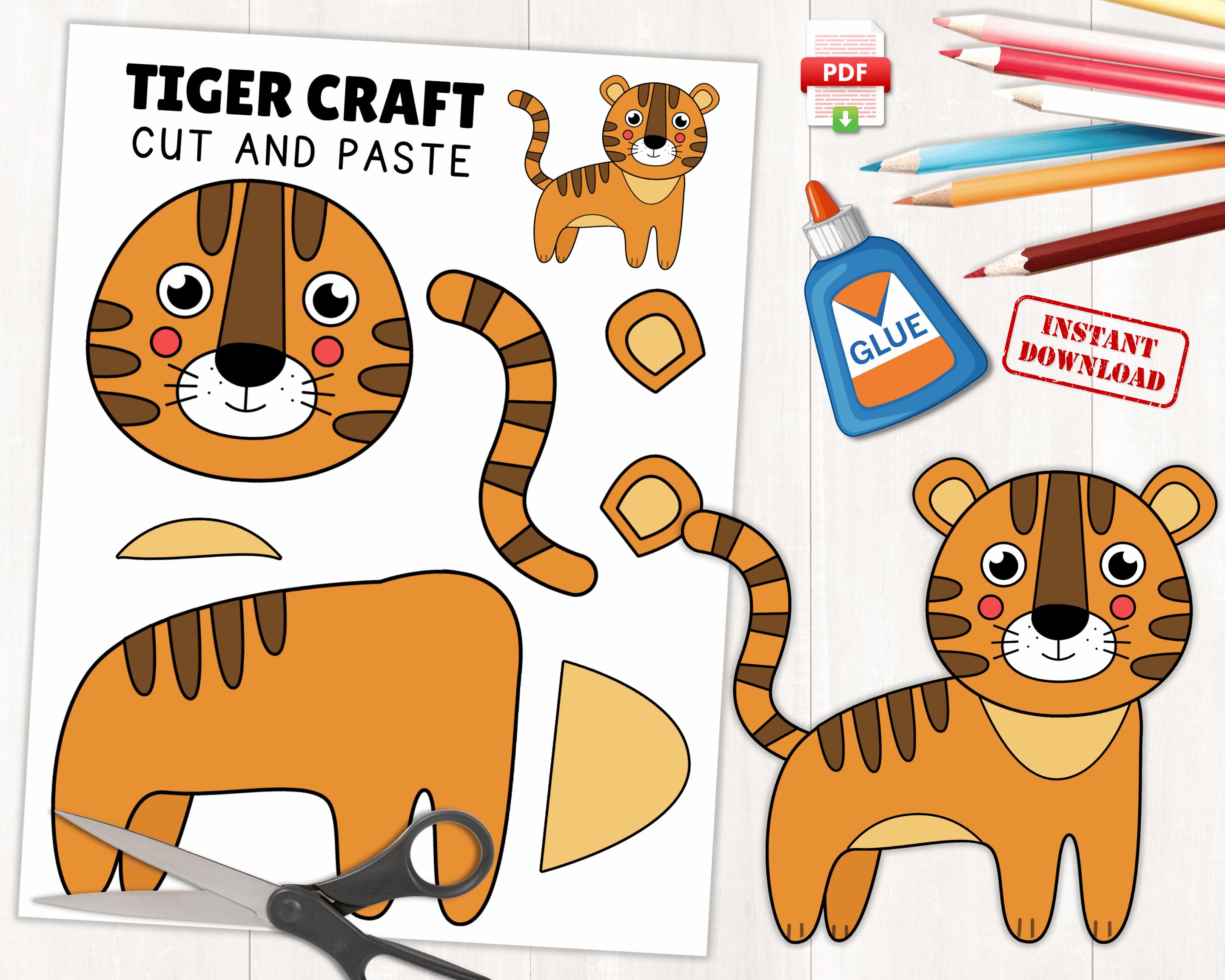 Tiger Craft Template | Printable Paper Tiger Craft | Color, Cut, and ...