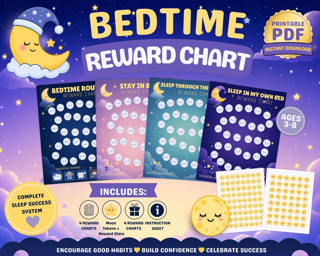 Bedtime Reward Chart Printable | Sleep Routine Charts & Night Routine ...