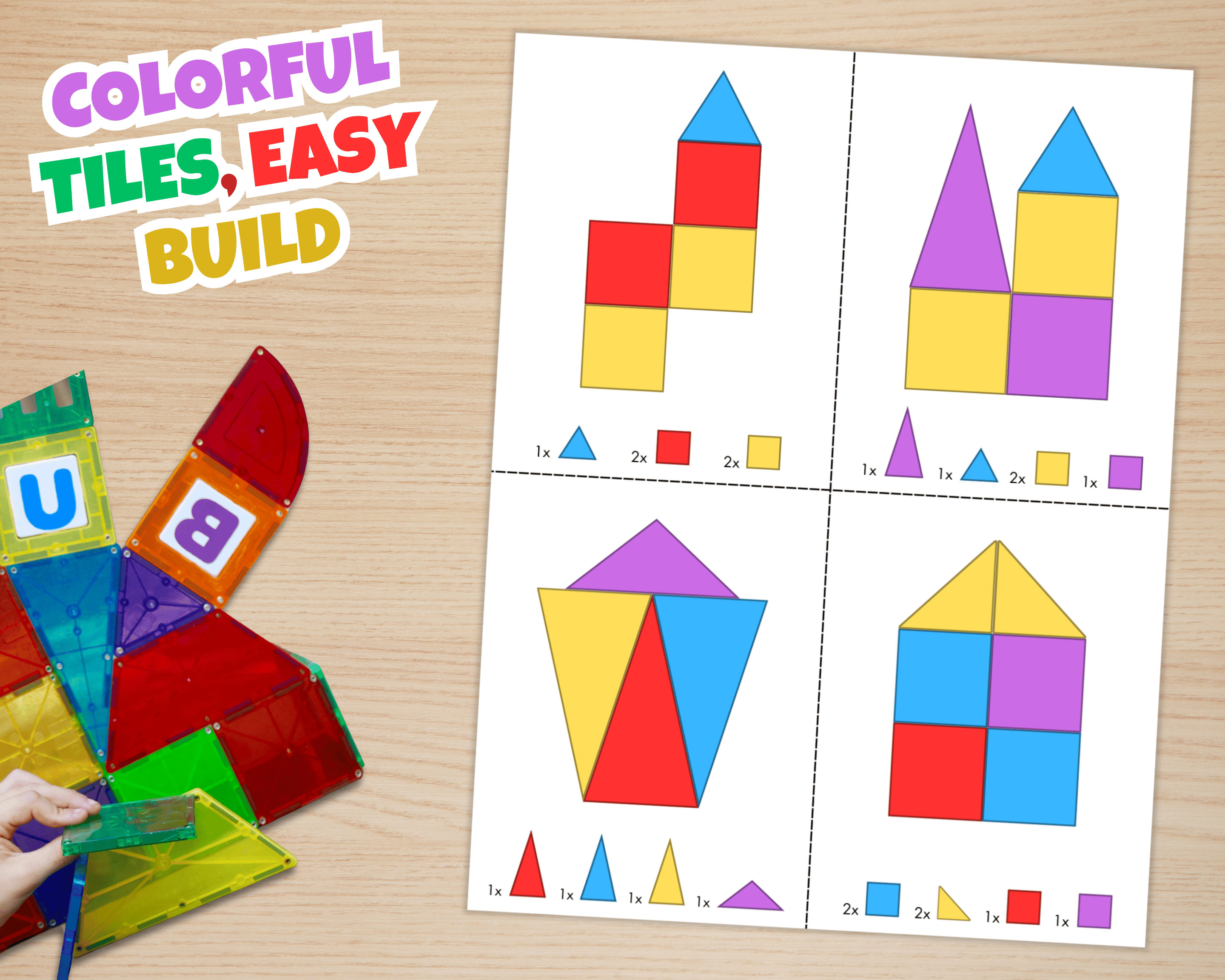 Magnetic Tiles Printable Templates | Magnetic Tile Card Puzzles ...