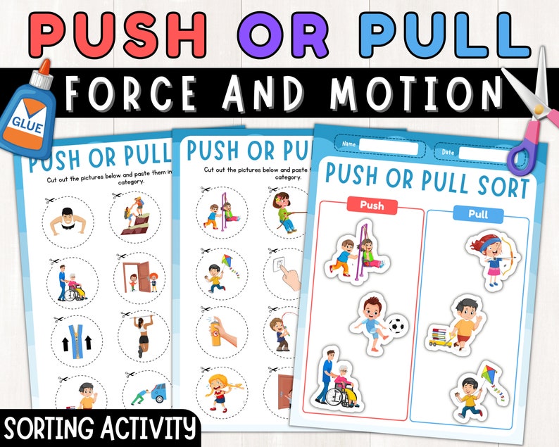 Push or Pull Sorting Activity | Force and Motion | Cut and Paste ...