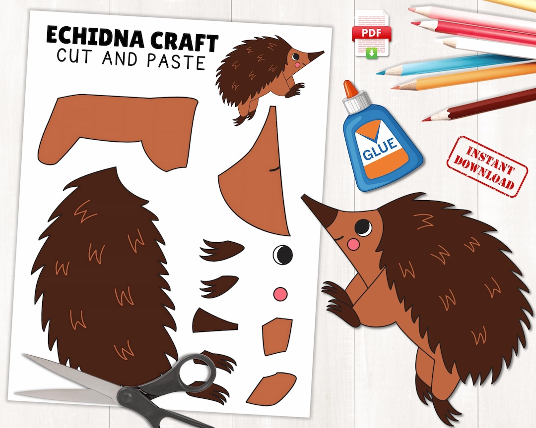 Echidna Craft: Australian Animal Cut & Paste Activity With Coloring ...