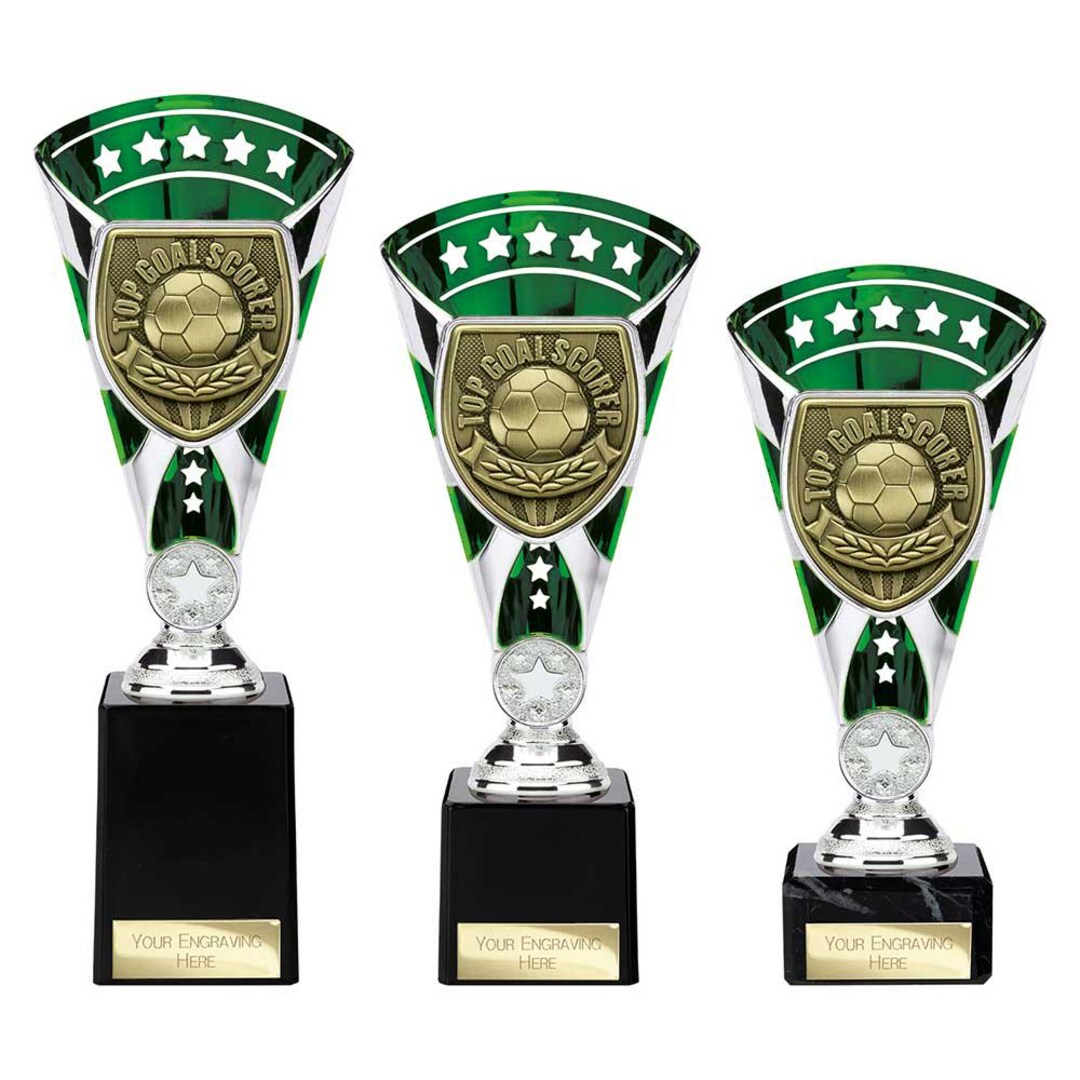 Cobra Star Top Goal Scorer Silver & Green Football Cup - Free Engraving ...