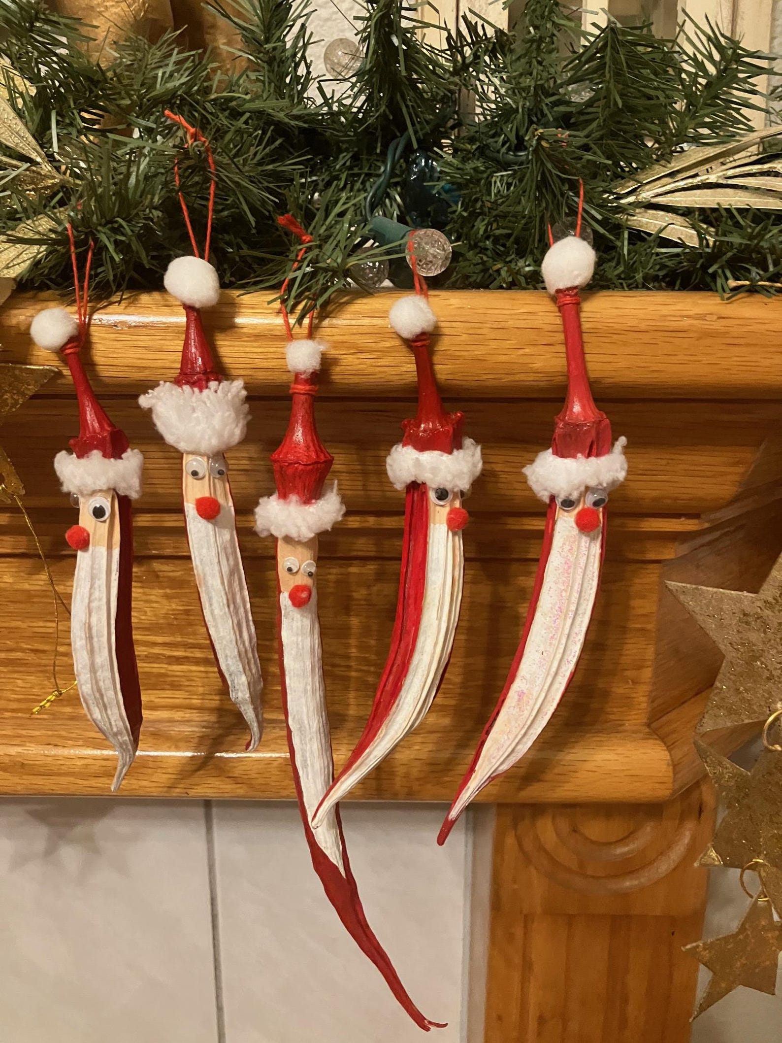 Hand-painted Okra Santa Ornaments - Etsy