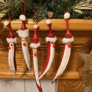 Hand-painted Okra Santa Ornaments - Etsy