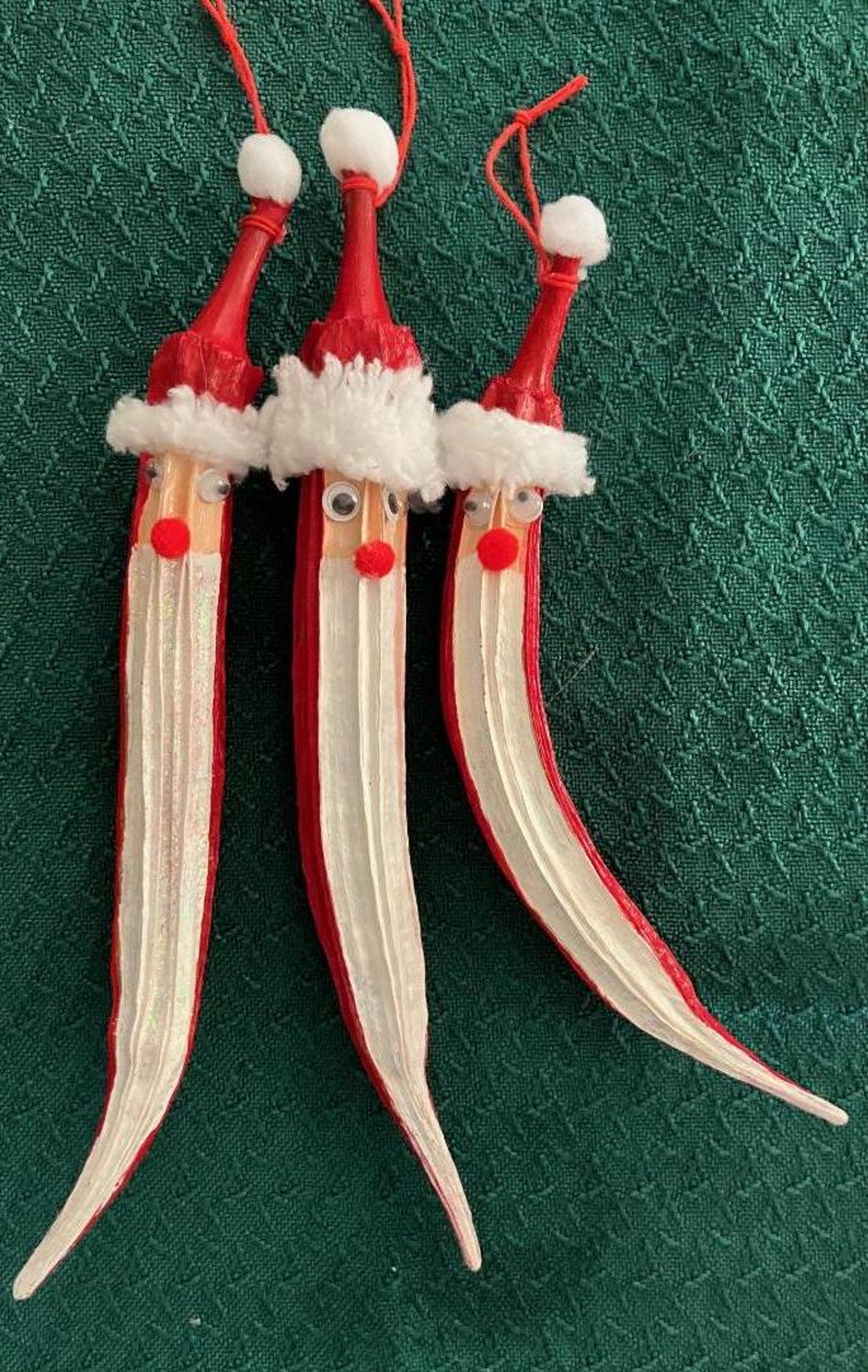 Hand-painted Okra Santa Ornaments - Etsy