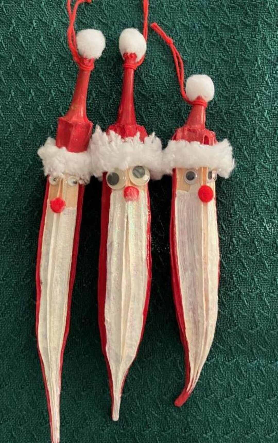 Hand-painted Okra Santa Ornaments - Etsy