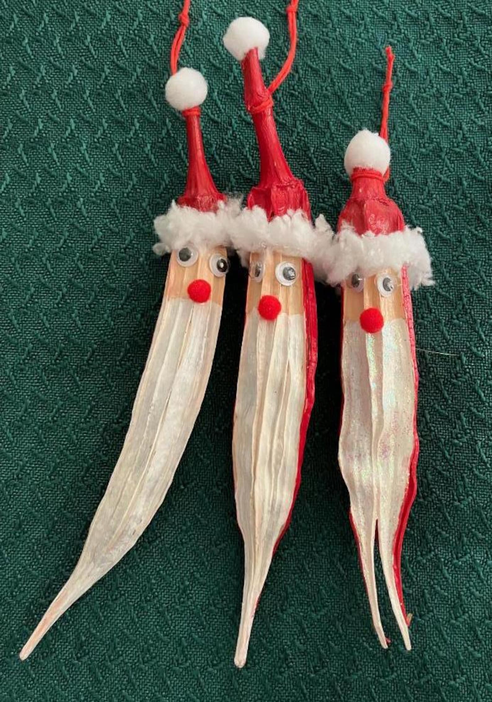 Hand-painted Okra Santa Ornaments - Etsy