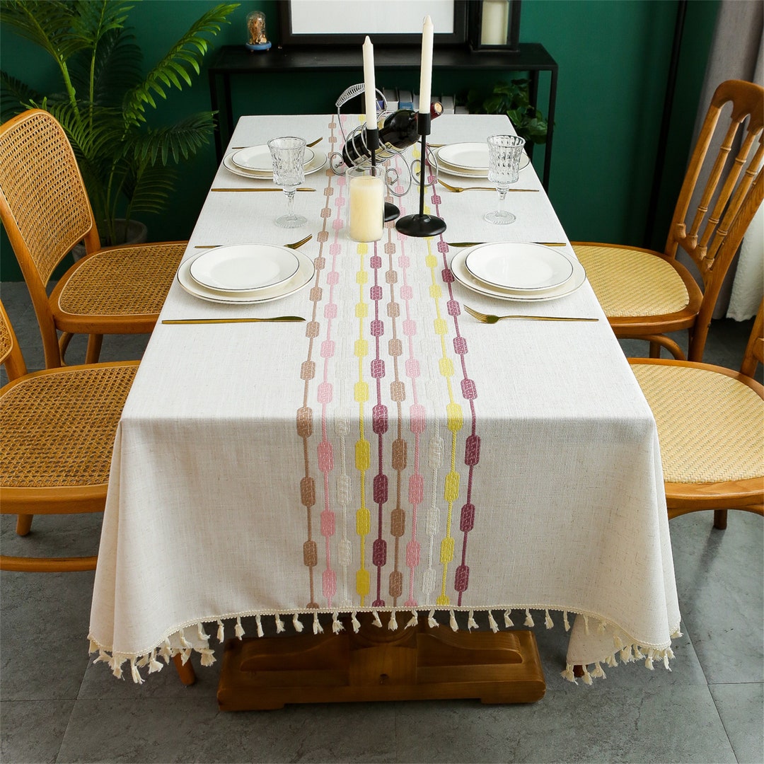 Simply Strip Linen and Cotton Tablecloth. Modern Handmade Rectangular ...