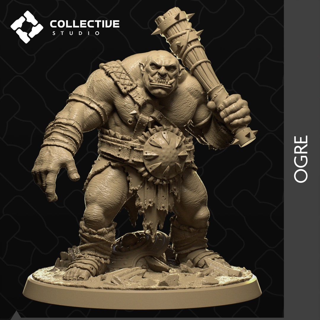 Ogre Miniature Gladiator Warrior Tabletop RPG Pathfinder D&D 32mm ...