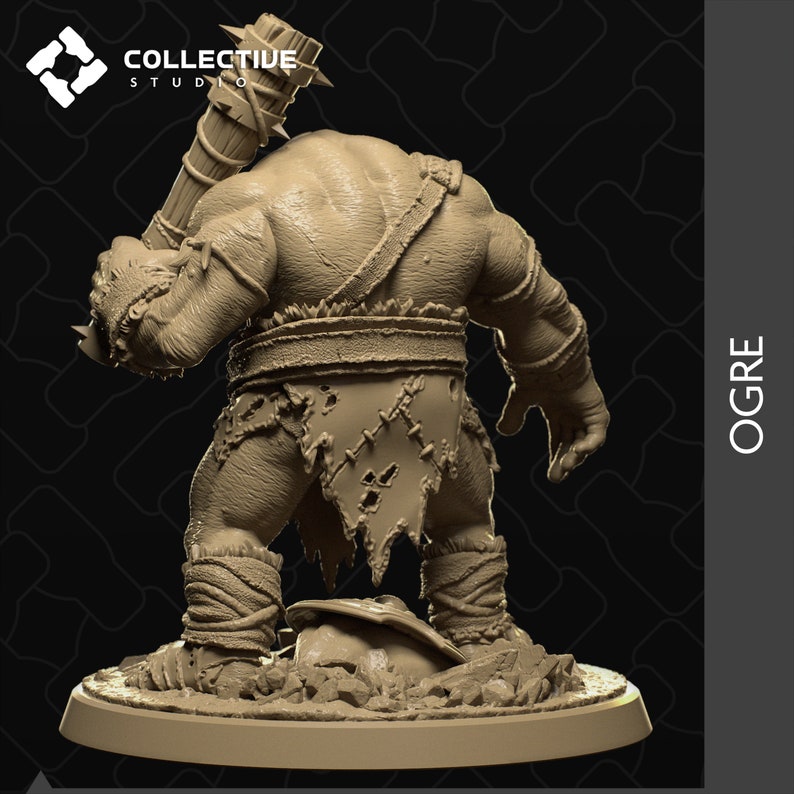 Ogre Miniature Gladiator Warrior Tabletop RPG Pathfinder D&D 32mm ...