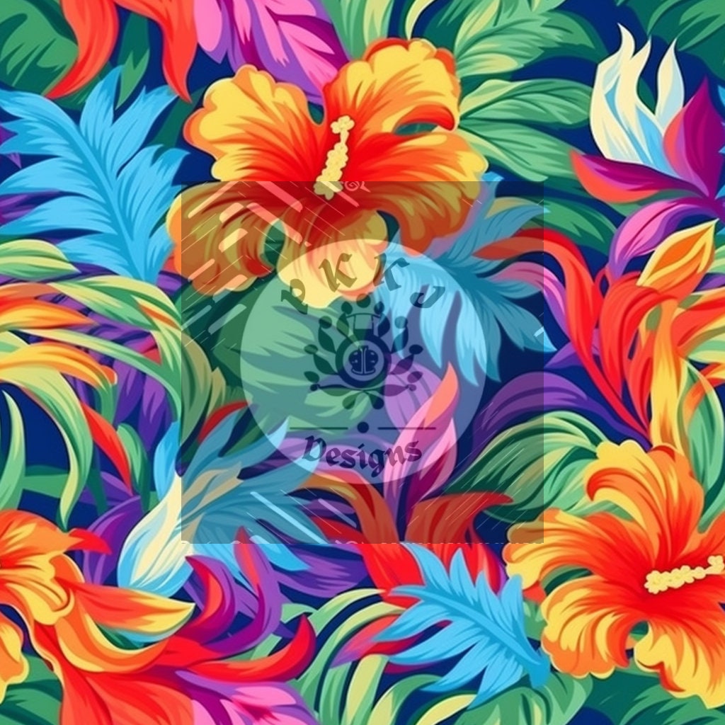 Hawaiian Style Patterns, 12 Inch by 12 Inch Digital Seamless Patterns ...