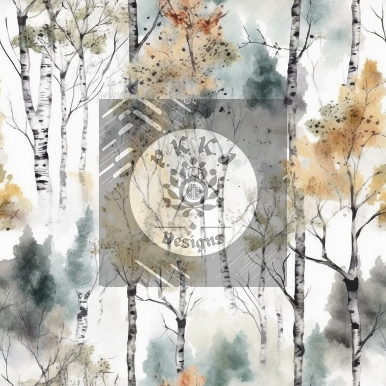 Birch Tree Seamless Patterns, 12 Inch by 12 Inch Patterns, Digital ...