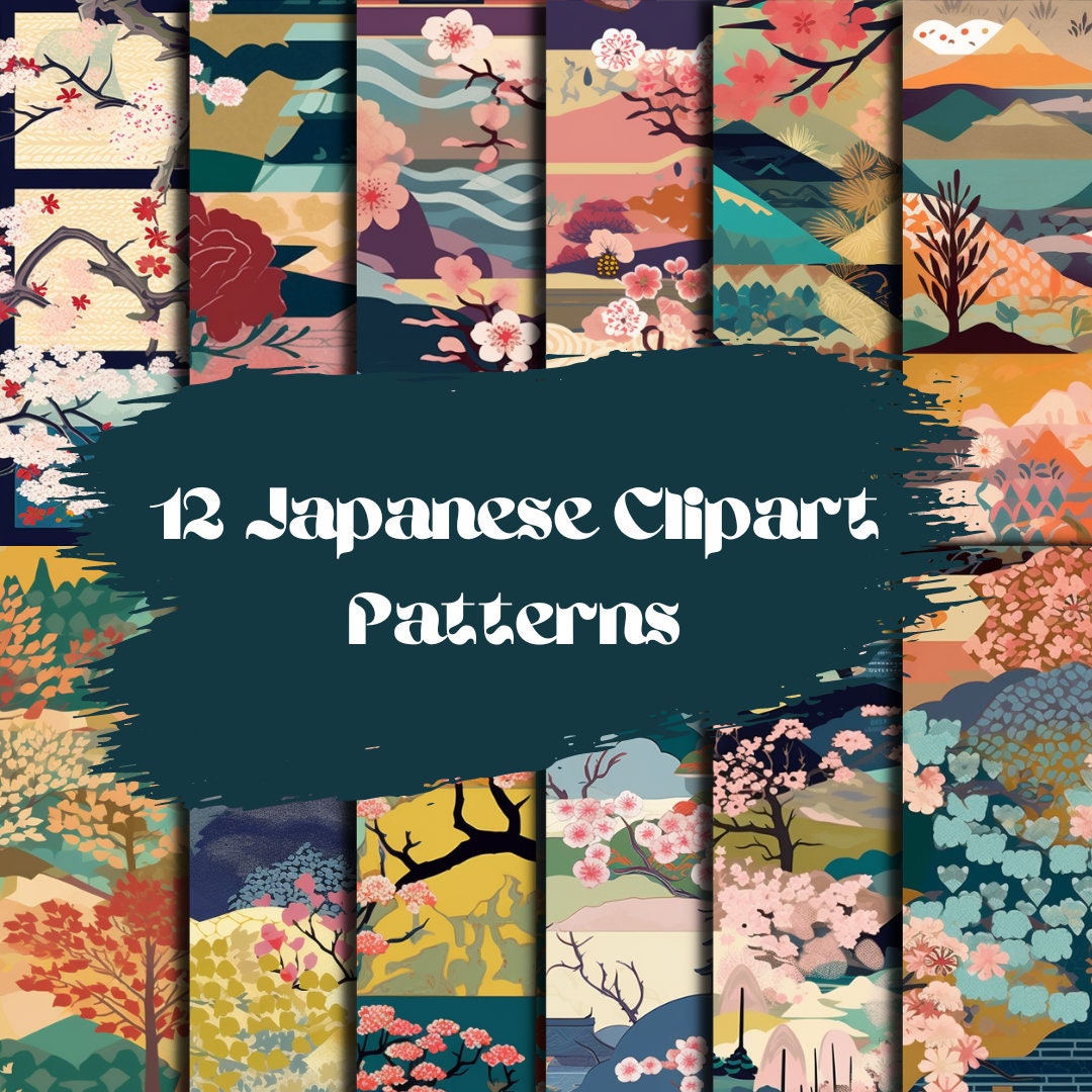 12"x12" Japanese Clipart Style Digital Patterns - Instant Download for ...