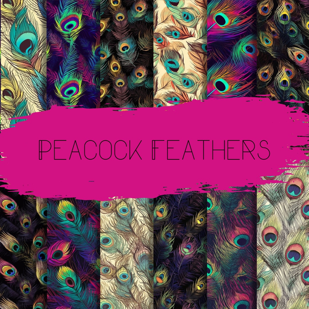 Peacock Feathers 12"x12" Seamless Patterns, Digital Seamless Patterns ...
