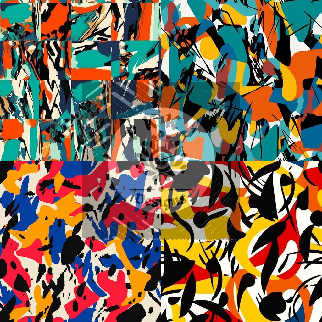Abstract Art Patters in the Style of Andy Warhol, 12 Seamless Patterns ...