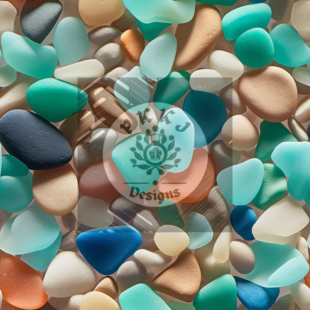 Sea Glass Digital Seamless Patterns, 12 Inch by 12 Inch Digital Deigns ...