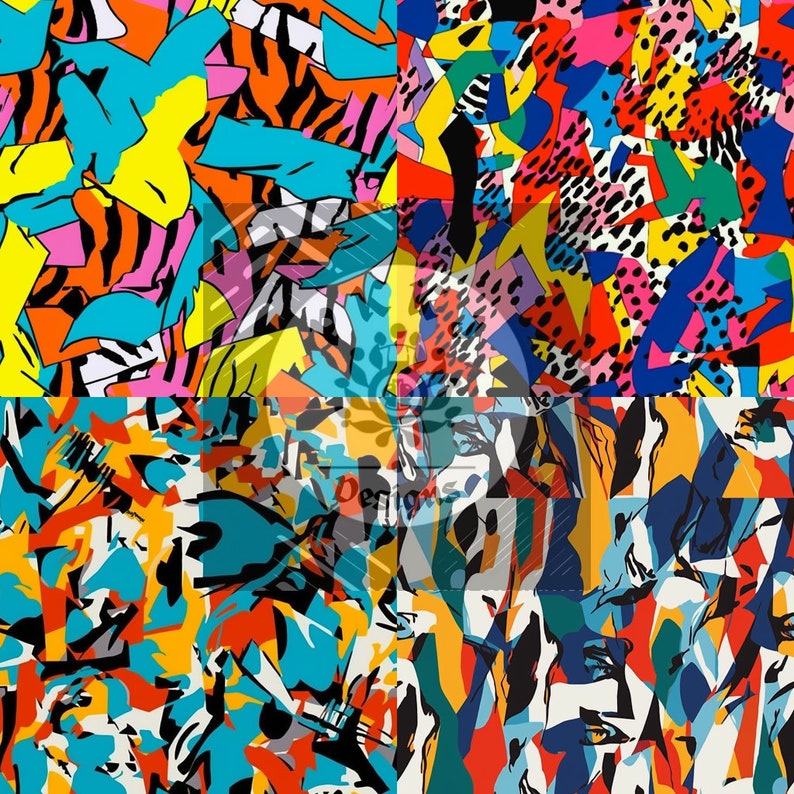 Abstract Art Patters in the Style of Andy Warhol, 12 Seamless Patterns ...