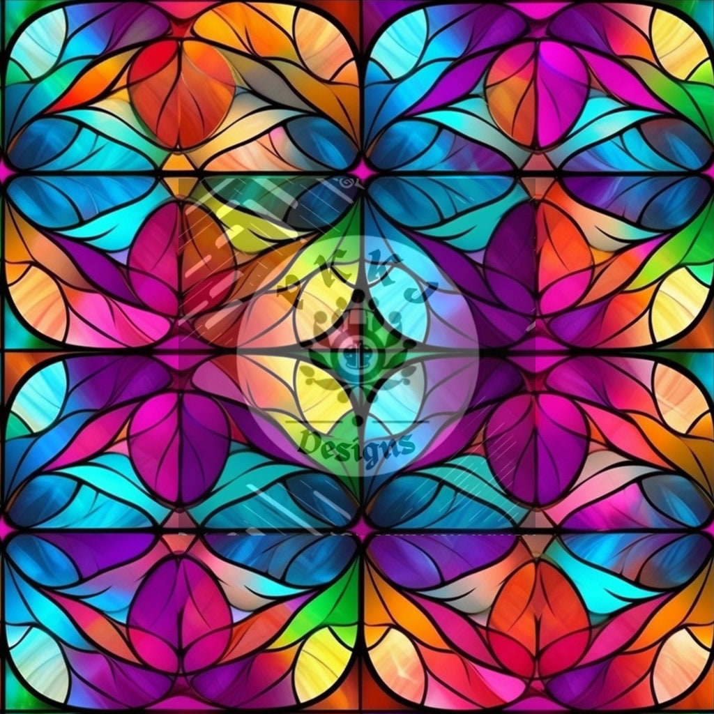 Stained Glass Seamless Patterns, 12 Inch by 12 Inch Digital Paper ...