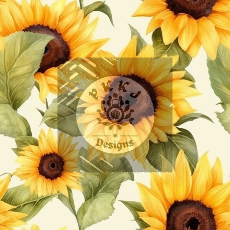Sunflower Seamless Patterns, 12 Inch by 12 Inch Digital Patterns of ...