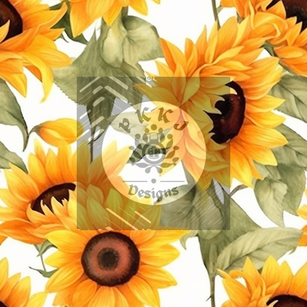 Sunflower Seamless Patterns, 12 Inch by 12 Inch Digital Patterns of ...
