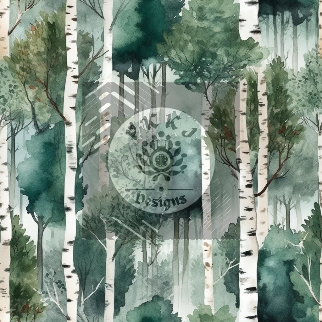 Birch Tree Seamless Patterns, 12 Inch by 12 Inch Patterns, Digital ...