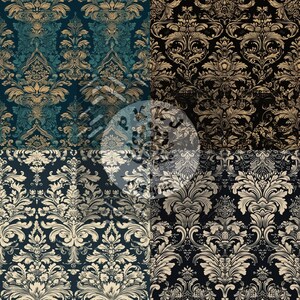 Elegant and Seamless Damask Patterns, Digital Paper, Wedding Scrapbook ...