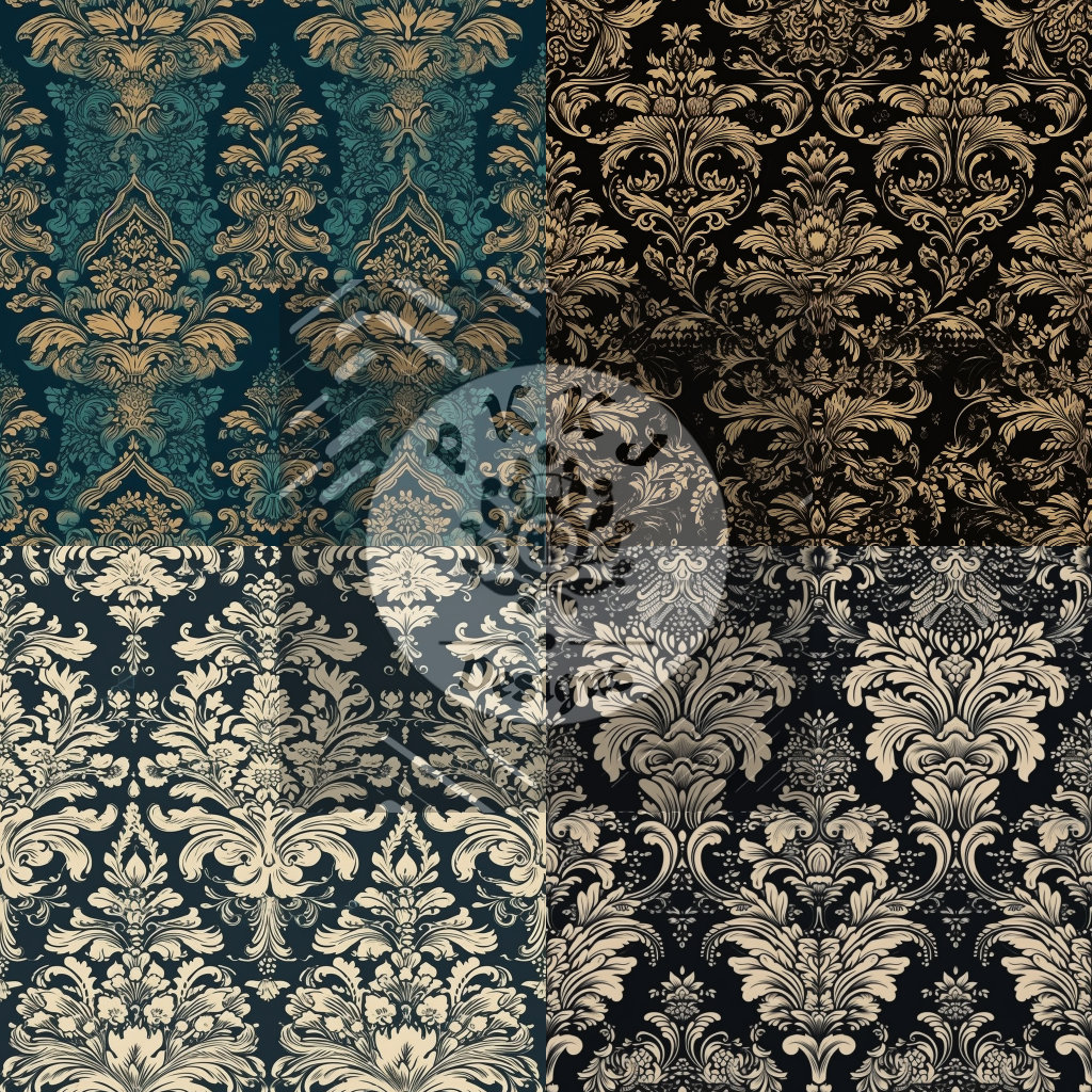 Elegant and Seamless Damask Patterns, Digital Paper, Wedding Scrapbook ...