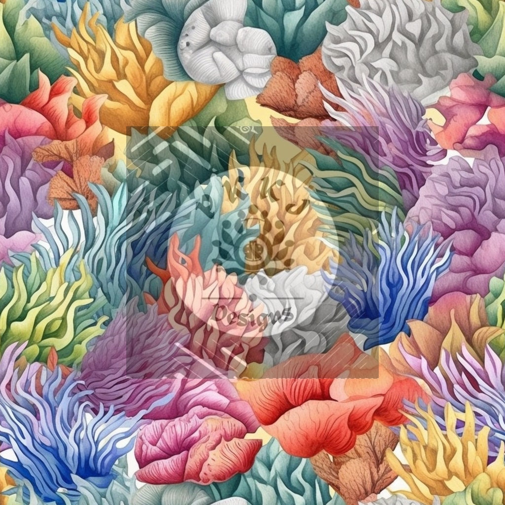 Coral Reef Seamless Patterns, 12 Inch by 12 Inch Design Patterns ...