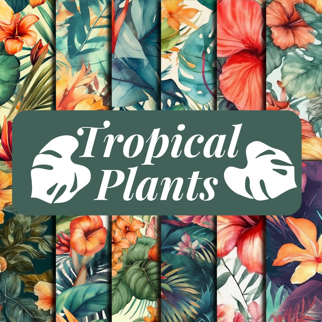 Tropical Patterns, 12"x12" Seamless Patterns of Tropical Plants in a ...